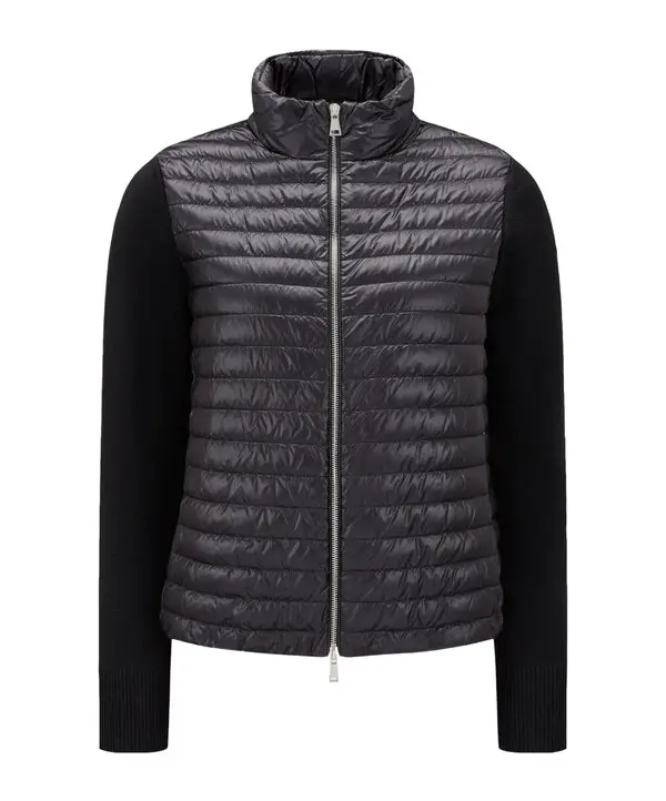 Moncler Padded Contrasting Zip-up Jacket - Black