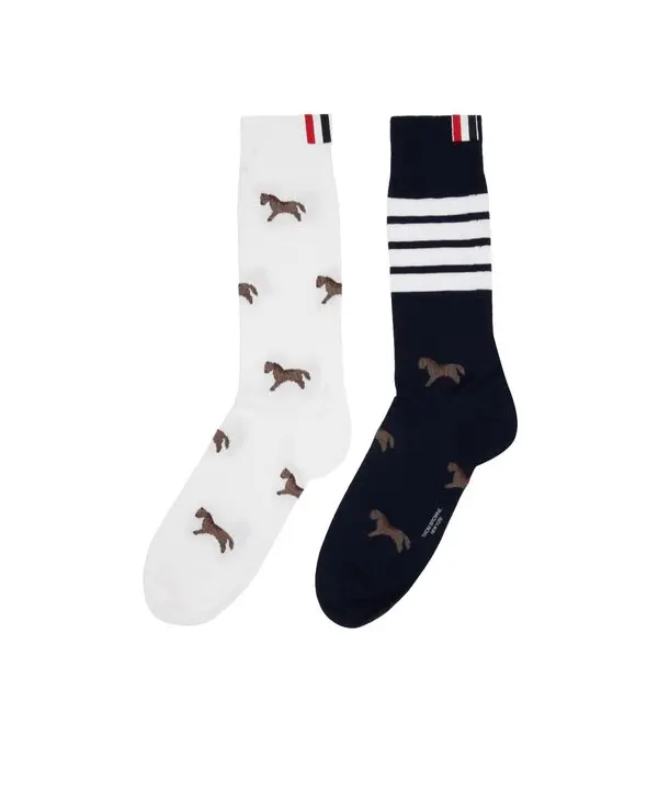 Thom Browne Jacquard Pattern Mid-calf Socks