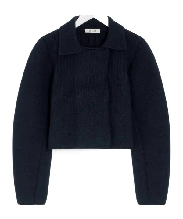 LEMAIRE Felted Double-breasted Blouson Jacket - Midnight Black