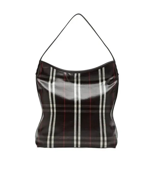 Burberry Ekd Patch Checked Shoulder Bag - Black