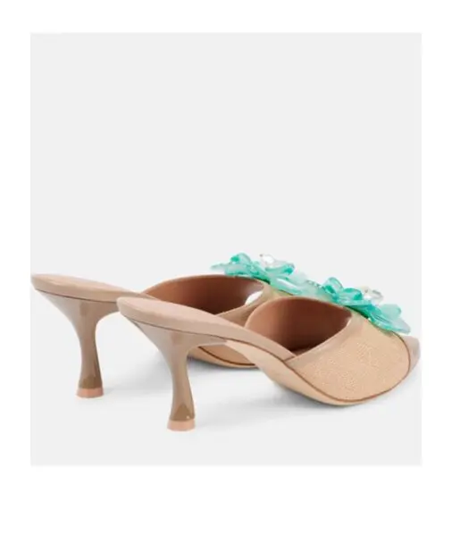MALONE SOULIERS Cyd 70 Embellished Leather-trimmed Mules