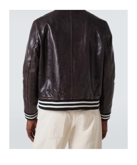 WALES BONNER Prince Leather Varsity Jacket