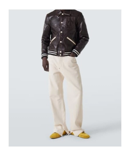 WALES BONNER Prince Leather Varsity Jacket