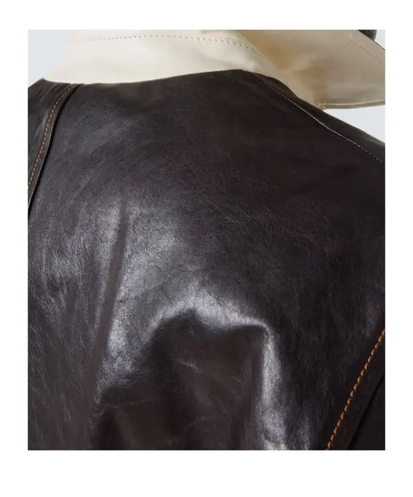 WALES BONNER Prince Leather Varsity Jacket