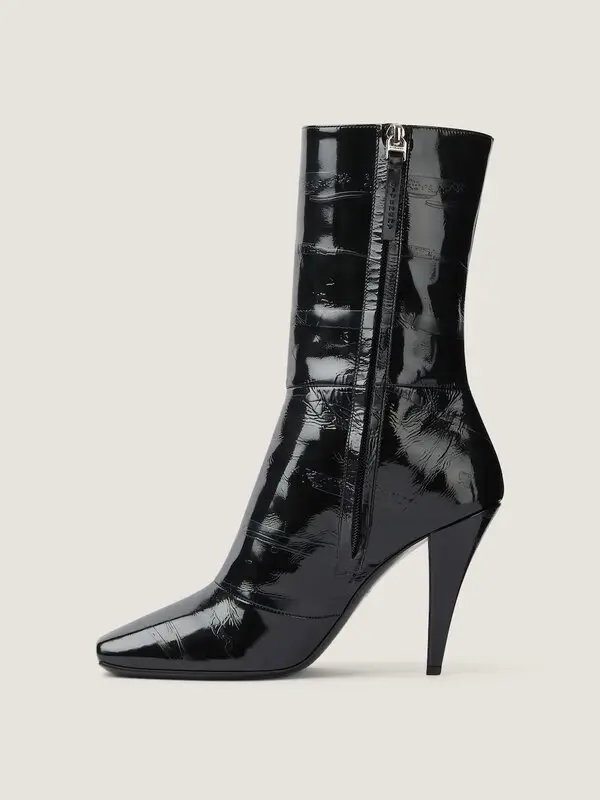 Givenchy Sliced Square Ankle Boots In Shiny Leather