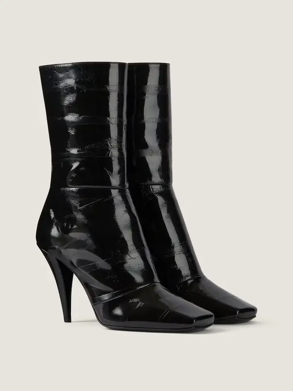 Givenchy Sliced Square Ankle Boots In Shiny Leather