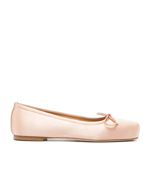 AeydĒ Square-toe Satin Ballerina Shoes - Nude