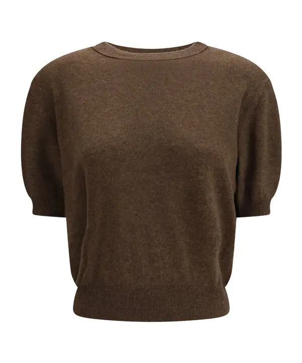 LISA YANG Genevra Short Sleeve Knitted Top - Green