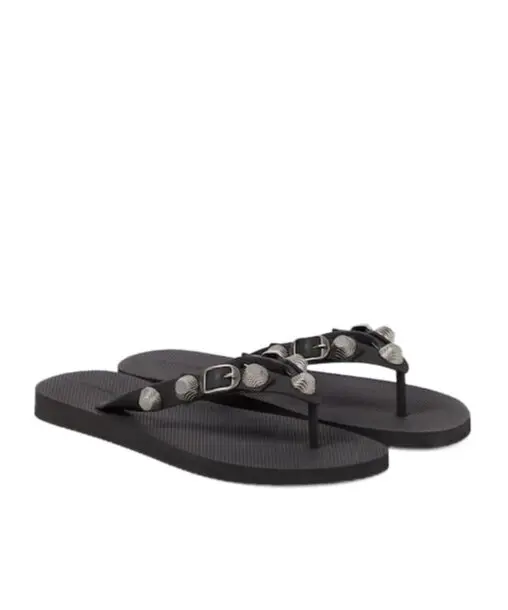 Balenciaga Cagole Embellished Thong Sandals - Black