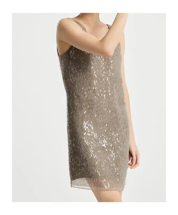Brunello Cucinelli Embroidery Silk Mini Dress