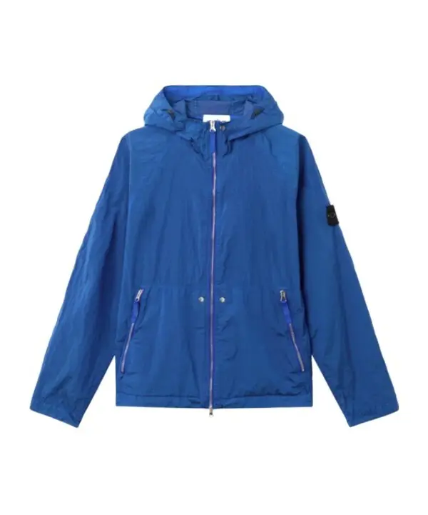 Stone Island Hooded Jacket With Light Water And Wind Resistance - Bright Blue
