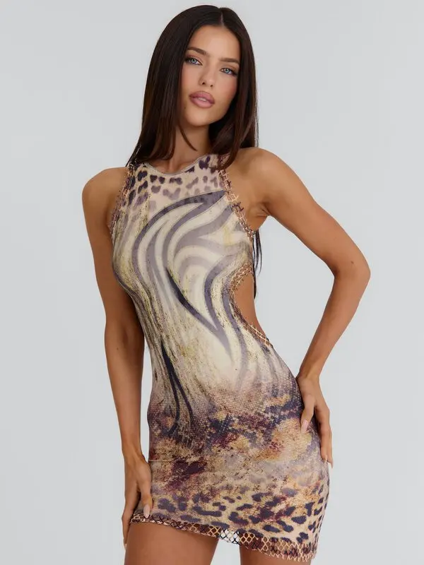 OUTCAST Kelli Mini Dress In Caliope - Print