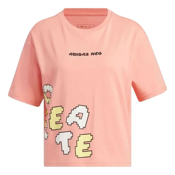 Adidas Neo Graphic Short Sleeve T-shirt Asia Sizing Ik5152 - Pink