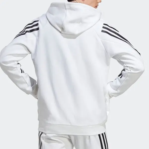 Adidas Zip Up Hoodie With Logo And Stripe Detailing