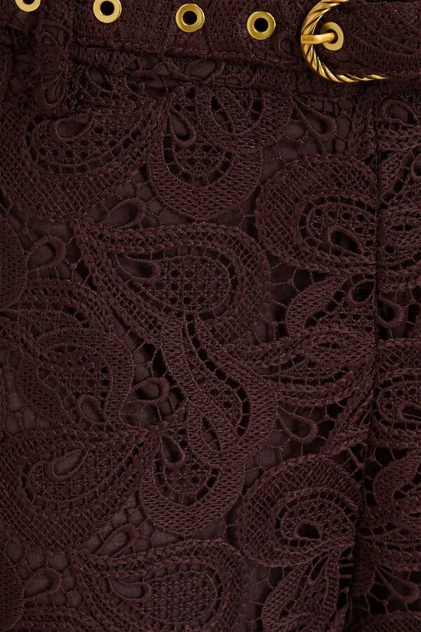 Zimmermann Belted Guipure Lace Flared Pants