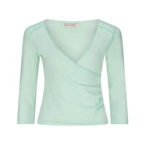 LOVE AND NOSTALGIA Long Sleeve Wrap Top - Green