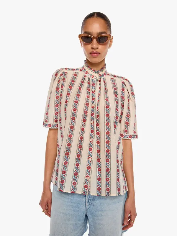 Alix Of Bohemia Roseband Stripe Cotton Silk Shirt - Light Blue