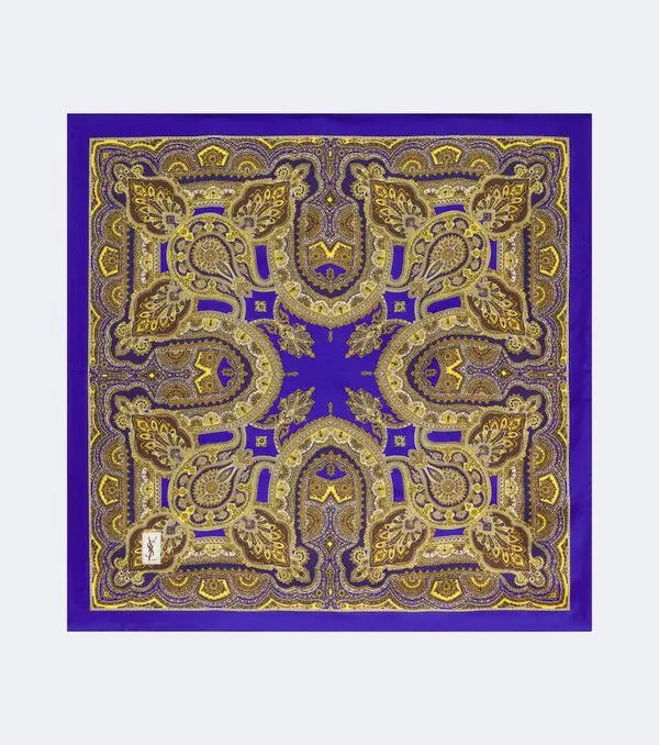 Saint Laurent Printed Silk Scarf - Blue