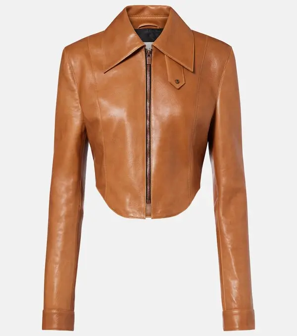 Magda Butrym Leather Bomber Jacket - Beige
