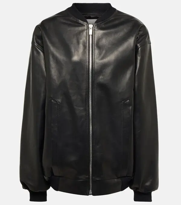 Magda Butrym Leather Bomber Jacket - Black