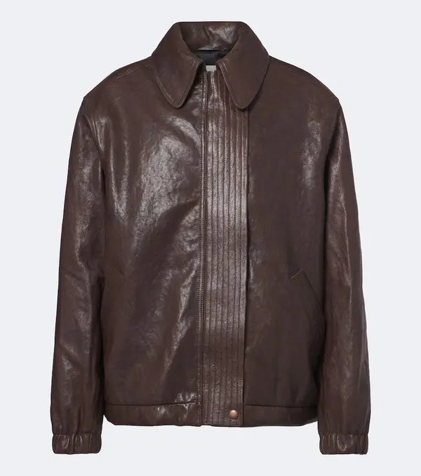 Magda Butrym Leather Bomber Jacket - Brown