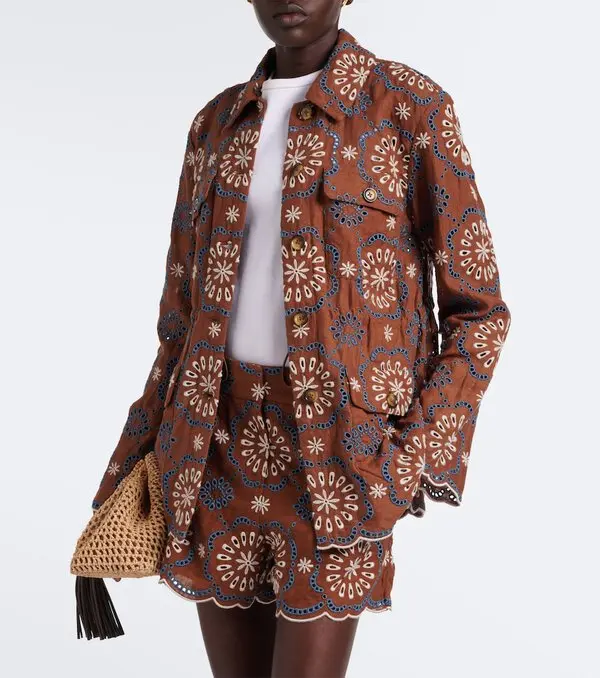 Veronica Beard Kiki Broderie Anglaise Linen Jacket