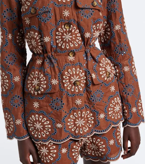 Veronica Beard Kiki Broderie Anglaise Linen Jacket