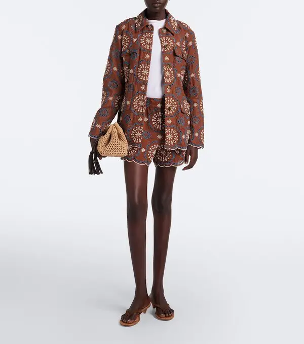 Veronica Beard Kiki Broderie Anglaise Linen Jacket