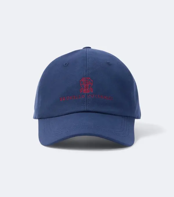 Brunello Cucinelli Logo Cotton Canvas Baseball Cap - Blue