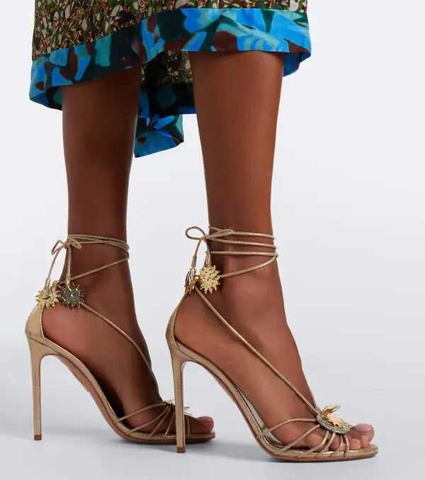AQUAZZURA Night Stars Leather Sandals