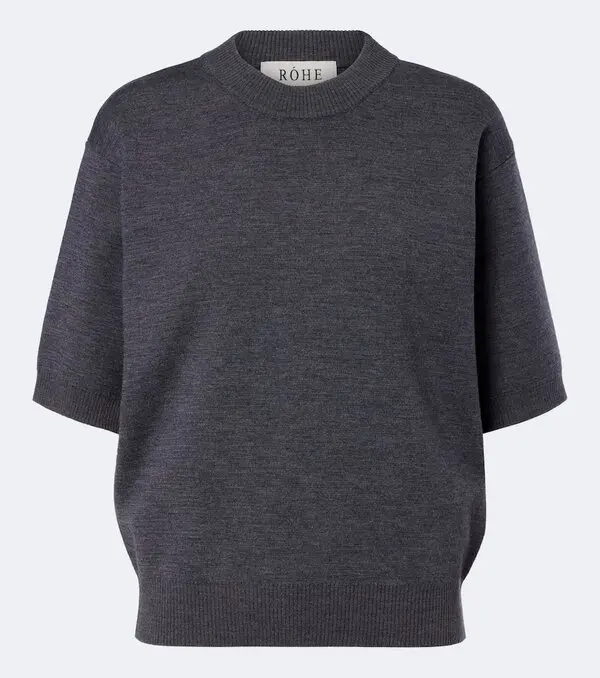 RÓHE V-neck Wool Sweater - Grey