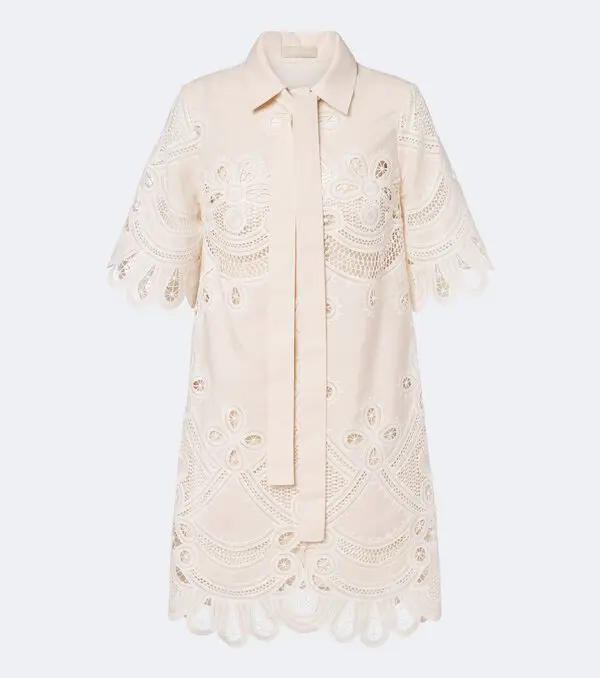Elie Saab Embroidered Mini Dress - White