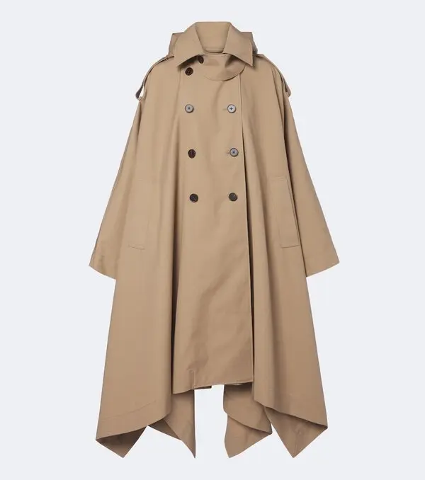 RÓHE Double-breasted Cotton Cape - Beige