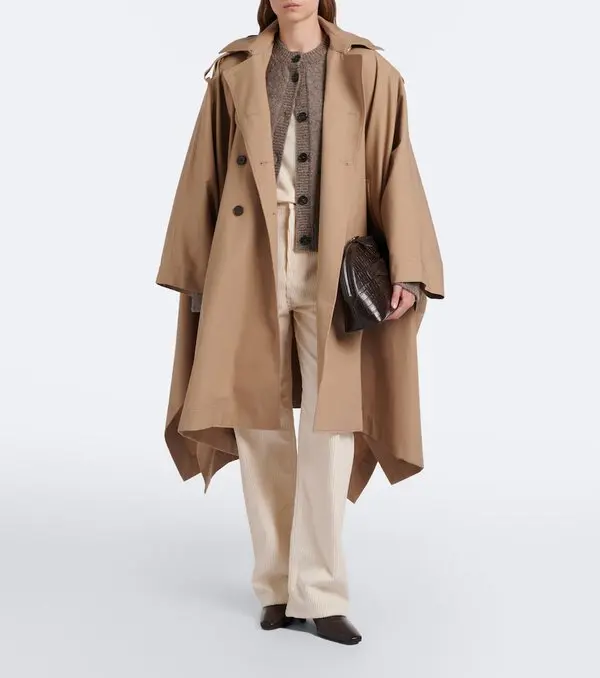 RÓHE Double-breasted Cotton Cape - Beige