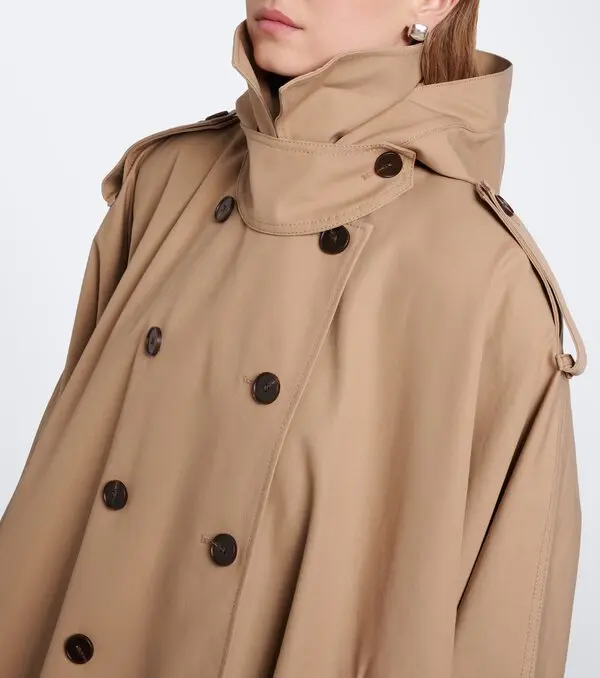 RÓHE Double-breasted Cotton Cape - Beige