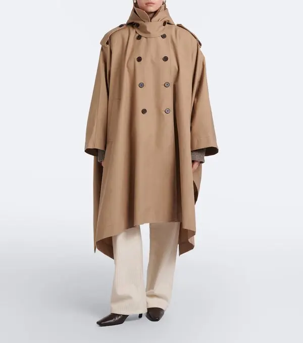 RÓHE Double-breasted Cotton Cape - Beige