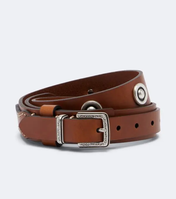Etro Studded Leather Belt - Brown