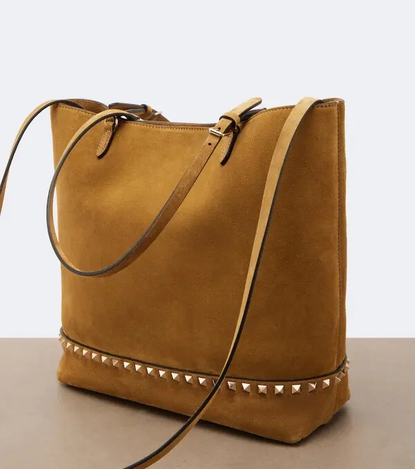 Valentino Garavani Rockstud Medium Suede Tote Bag