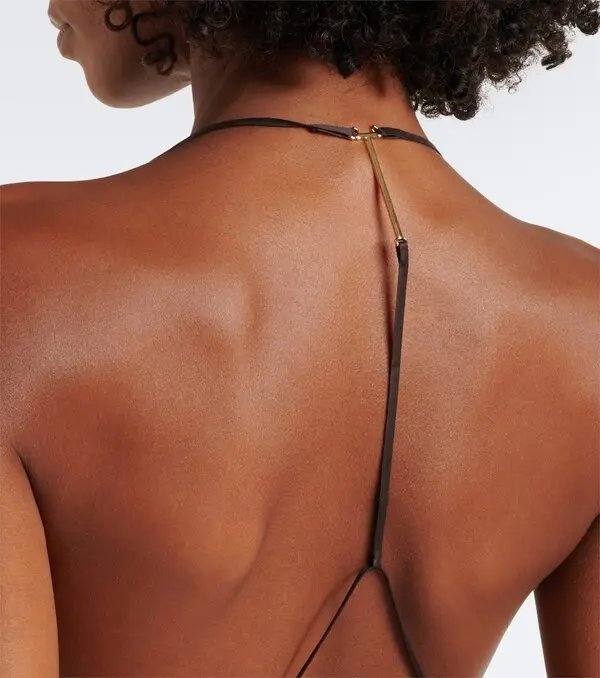 TOM FORD Draped Open-back Silk Gown In Espresso - Brown