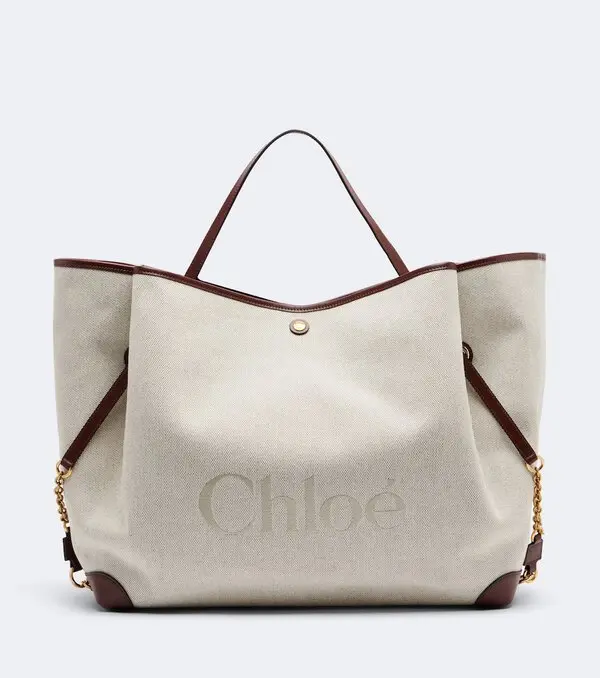 Chloé Clover Leather-trimmed Canvas Tote Bag
