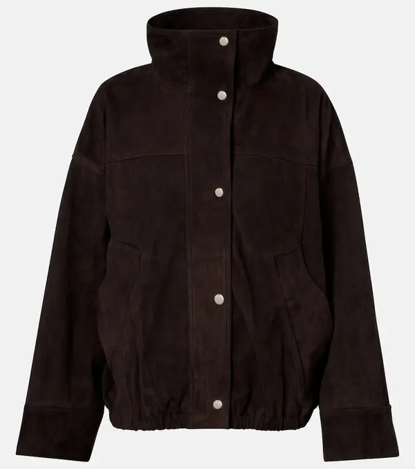 RÓHE Suede Half-buttoned Jacket With Drawstring Waist - Brown