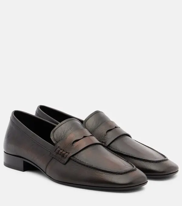 Dries Van Noten Leather Penny Loafers - Brown