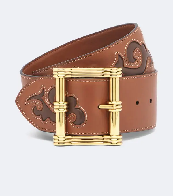 Etro Embroidered Leather Belt - Brown