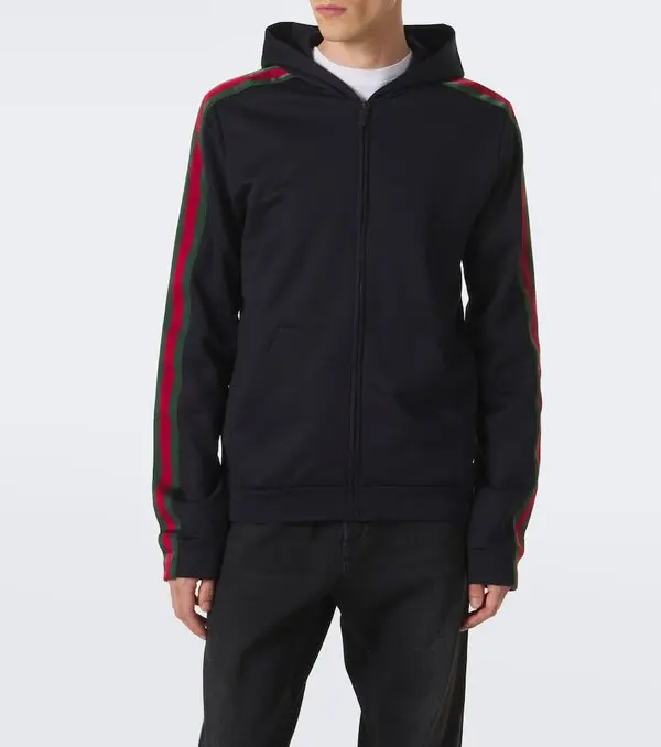 Gucci Web Stripe Silk And Cotton Jersey Hoodie