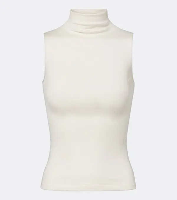 Ralph Lauren Naomie Silk-blend Turtleneck Top - White