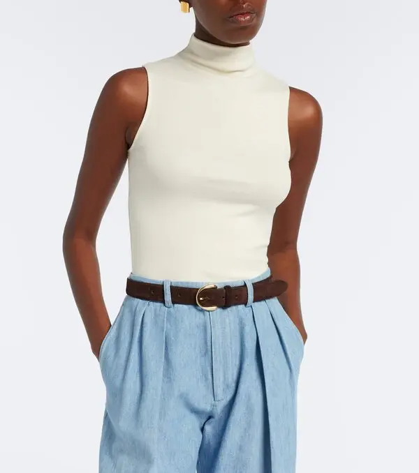 Ralph Lauren Naomie Silk-blend Turtleneck Top - White