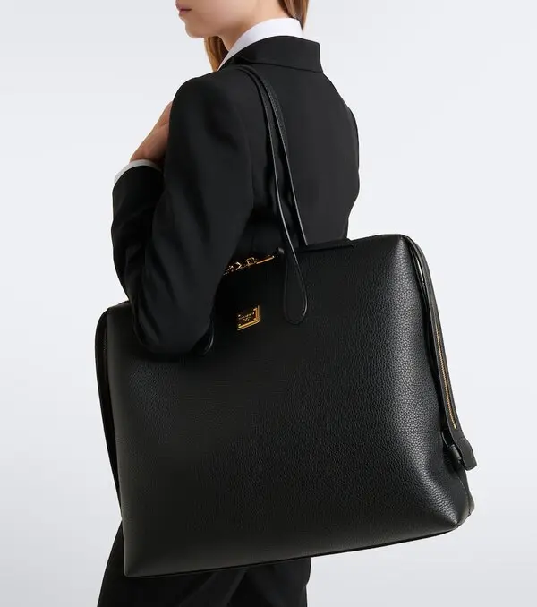 Dolce & Gabbana Vittoria Large Leather Tote Bag - Black