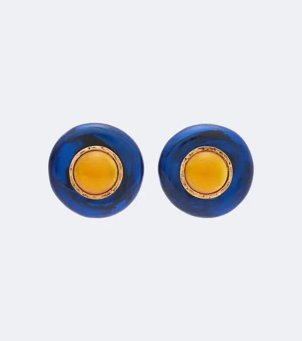 Saint Laurent Embellished Clip-on Earrings - Blue