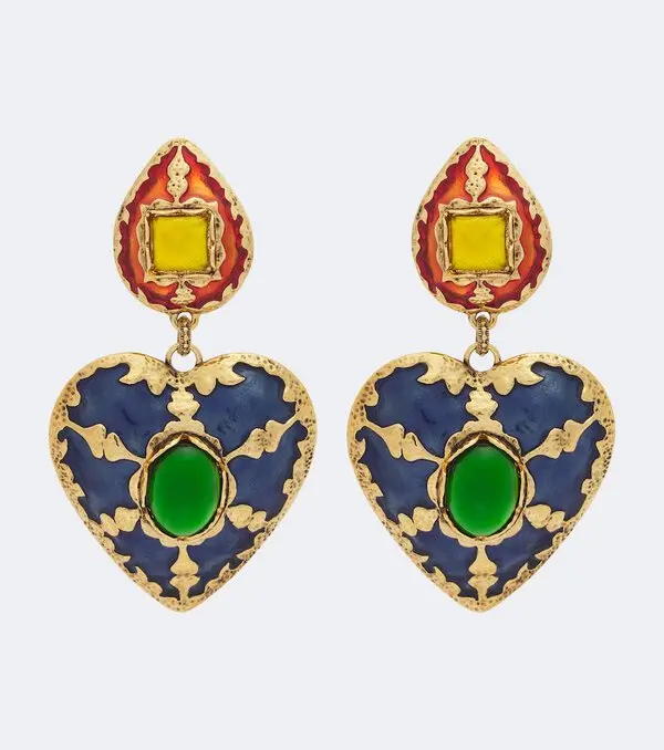 Saint Laurent Embellished Clip-on Earrings - Multicoloured