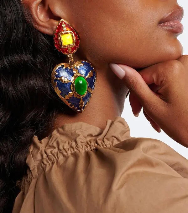Saint Laurent Embellished Clip-on Earrings - Multicoloured